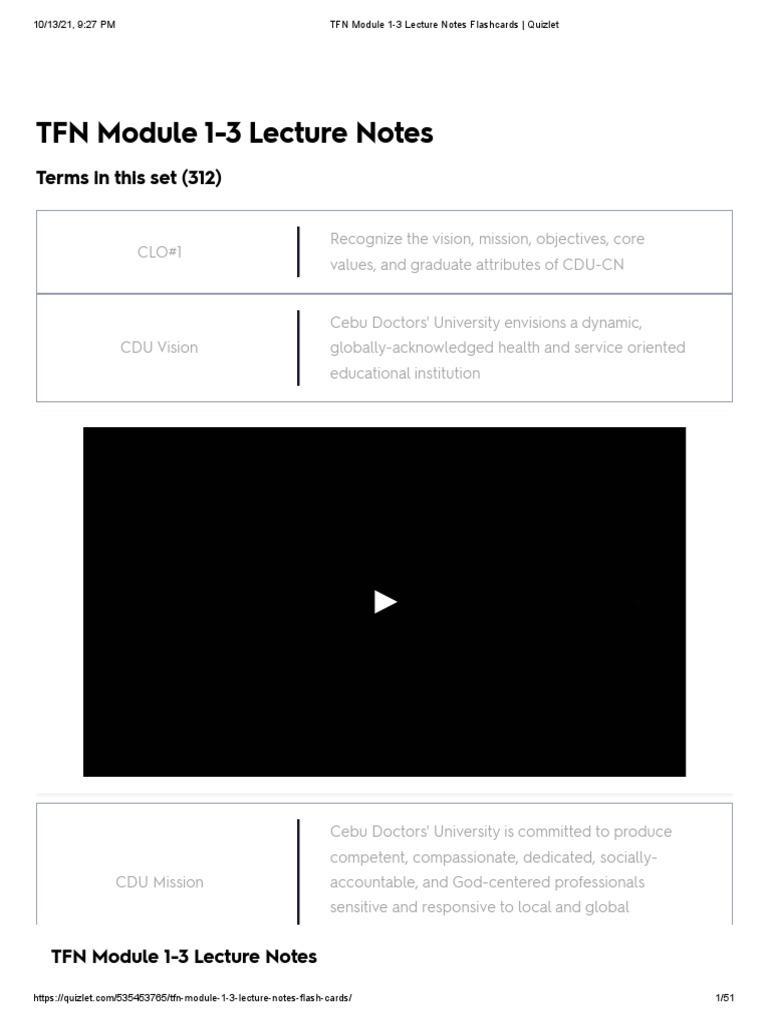 TFN Module 1 3 Lecture Notes Flashcards - Quizlet | PDF | Nursing ...