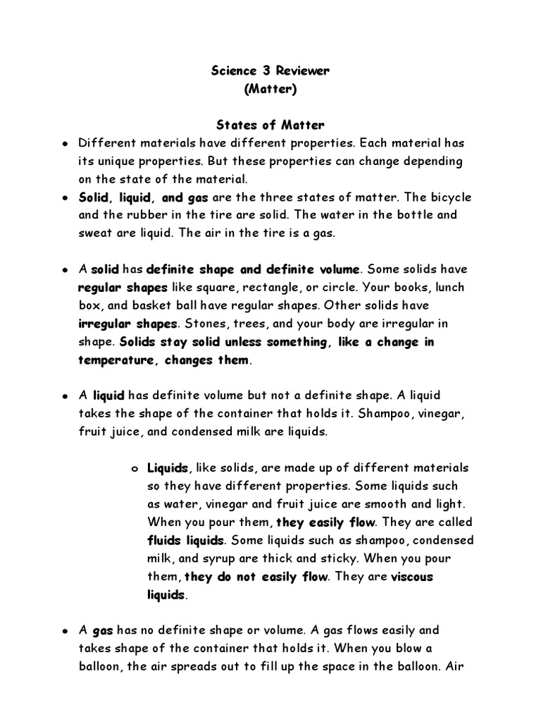 Science And Filipino Reviewer Grade 3 Pdf Evaporation Liquids