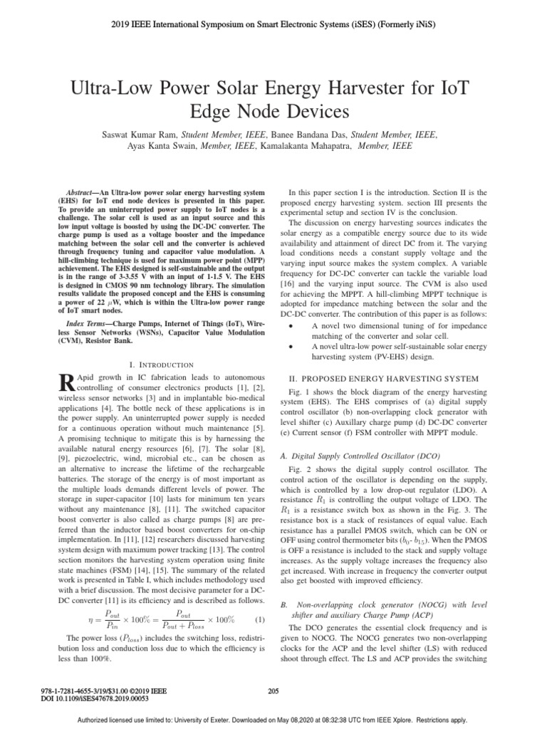 Ultra-Low Power Solar Energy Harvester For Iot Edge Node Devices | PDF ...