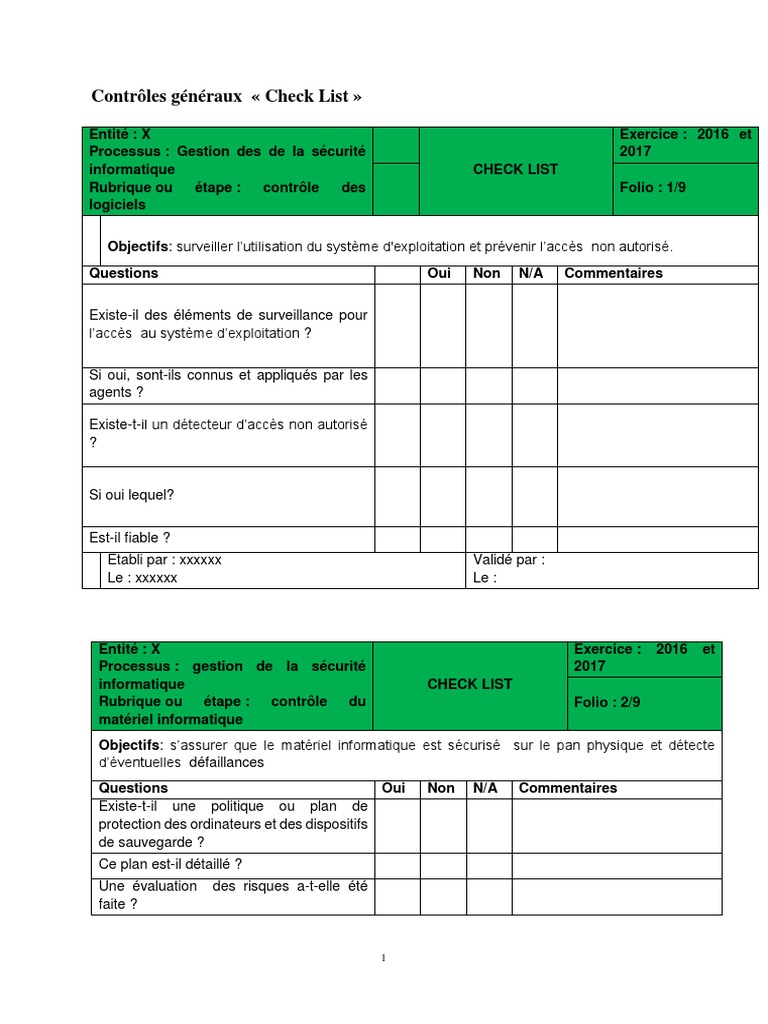 Checklist de Sécurité Informatique | PDF | Sécurité des systèmes d ...
