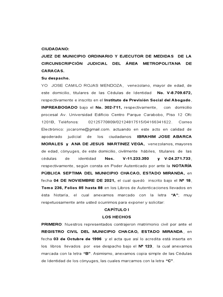 Modelo Solicitud DIVORCIO MUTUO ACUERDO | PDF | Divorcio | Justicia