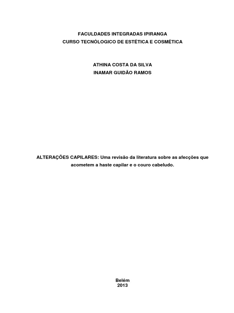 Afecções da Haste Capilar e Tratamentos | PDF | Pele | Cabelo