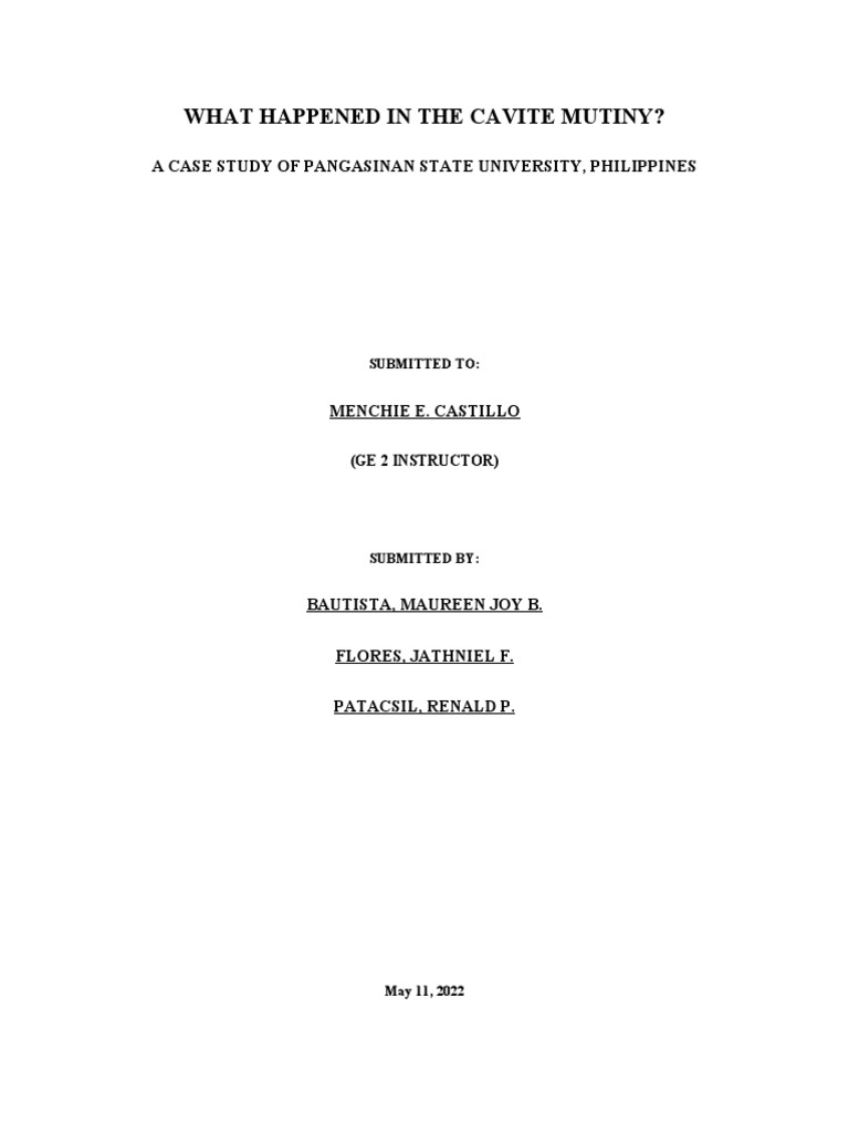 What Happened in The Cavite Mutiny?: A Case Study of Pangasinan State University, Philippines ...