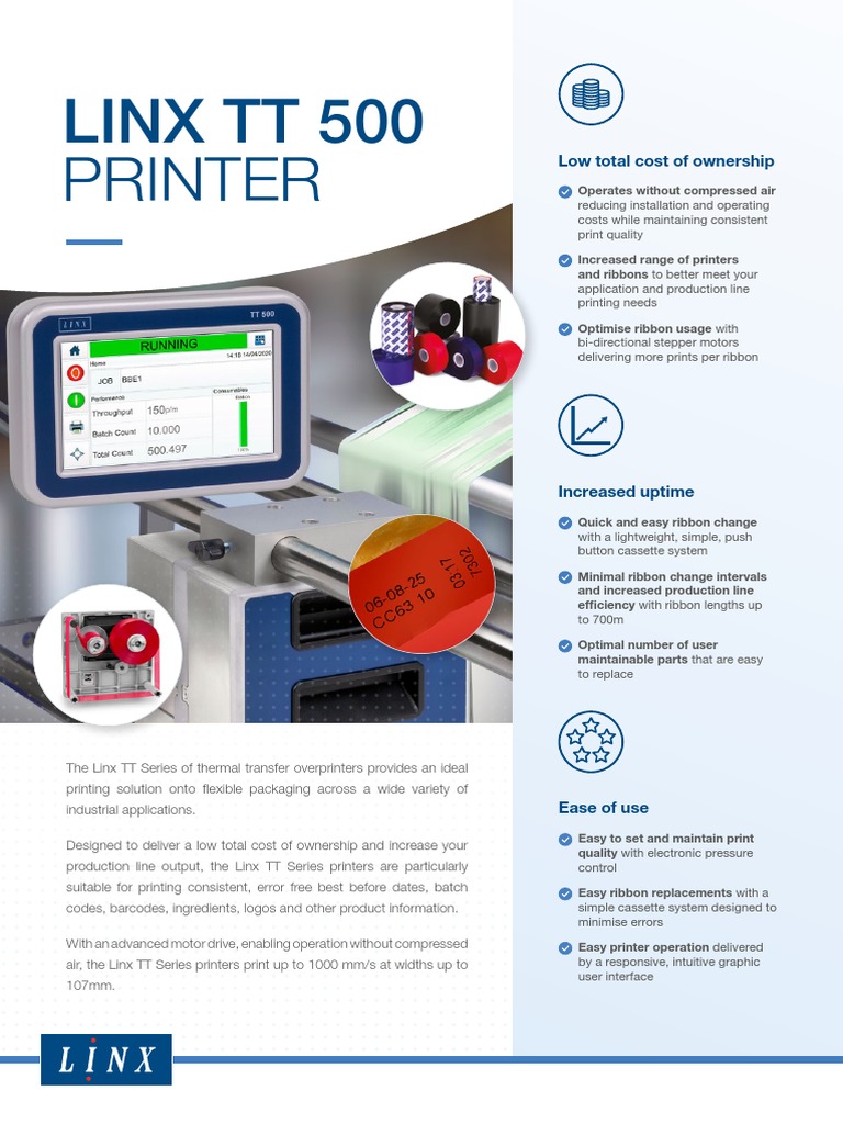 Linx TT 500 Printer: Low Total Cost of Ownership | PDF | Printer ...