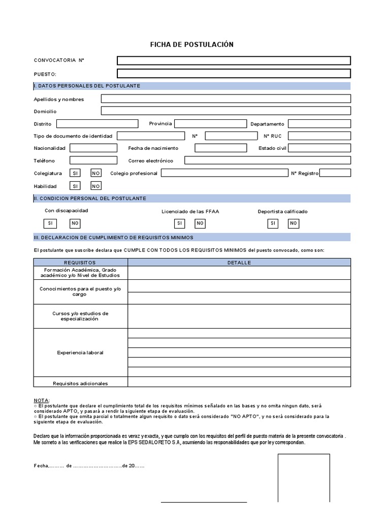 Ficha de Postulacion | PDF | Derecho