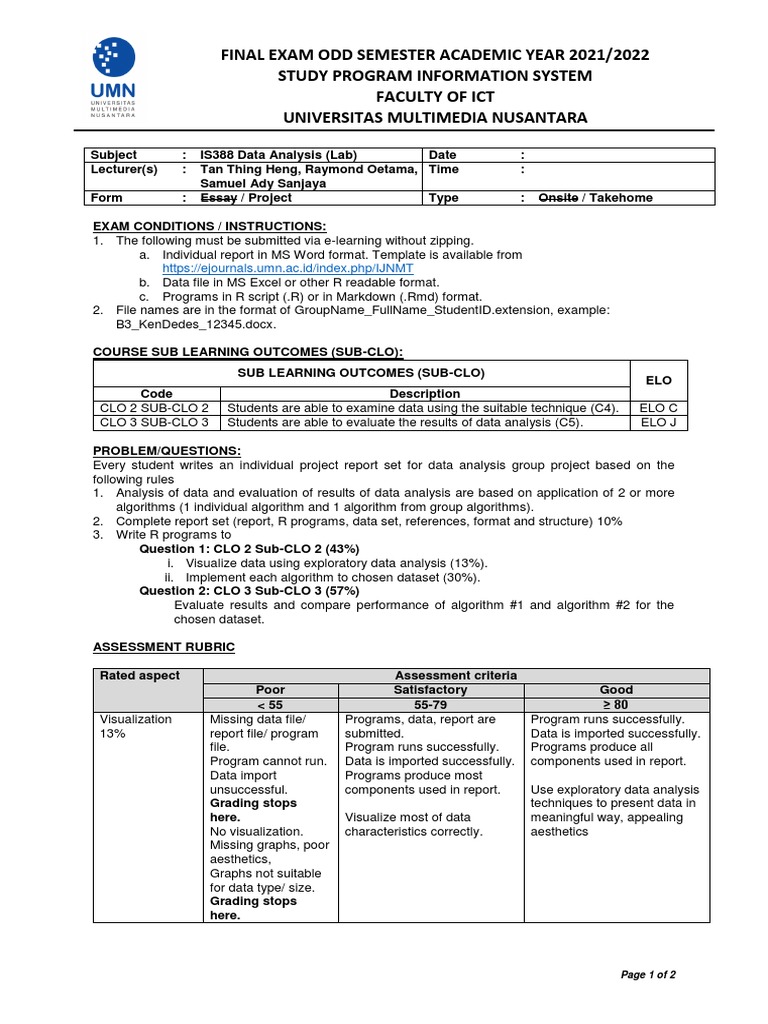 Data Analysis Exam Guide | PDF | Data Analysis | Cluster Analysis