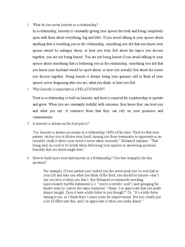 Honesty: Key to Trust in Relationships | PDF