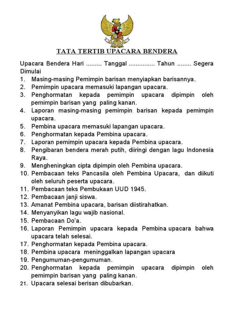 Tata Tertib Upacara Bendera | PDF