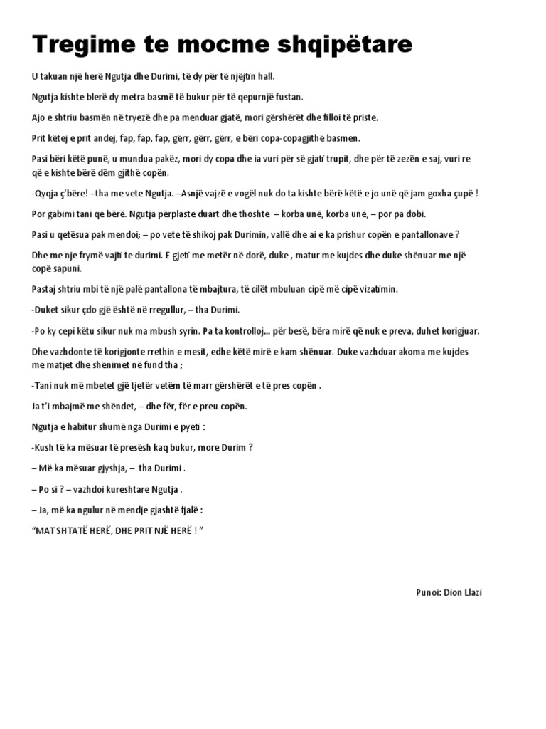 Tregime Te Mocme Shqipëtare | PDF