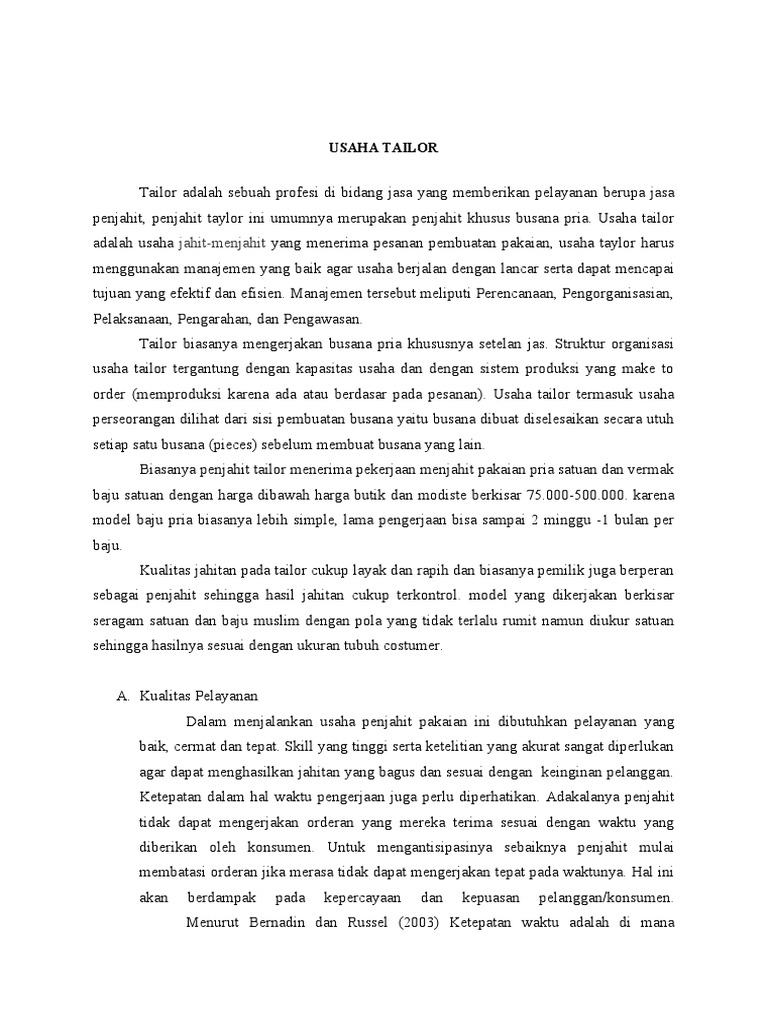Usaha Tailor | PDF | Bisnis