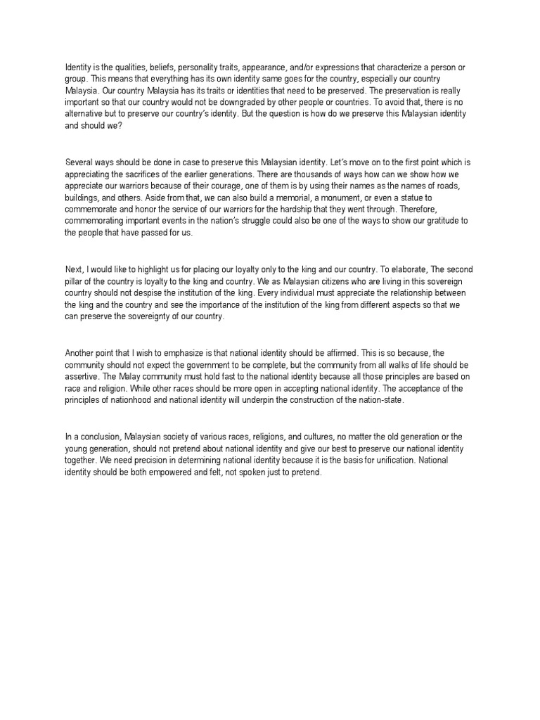 How To Preserve Malaysian Identity Essay | PDF | Malaysia