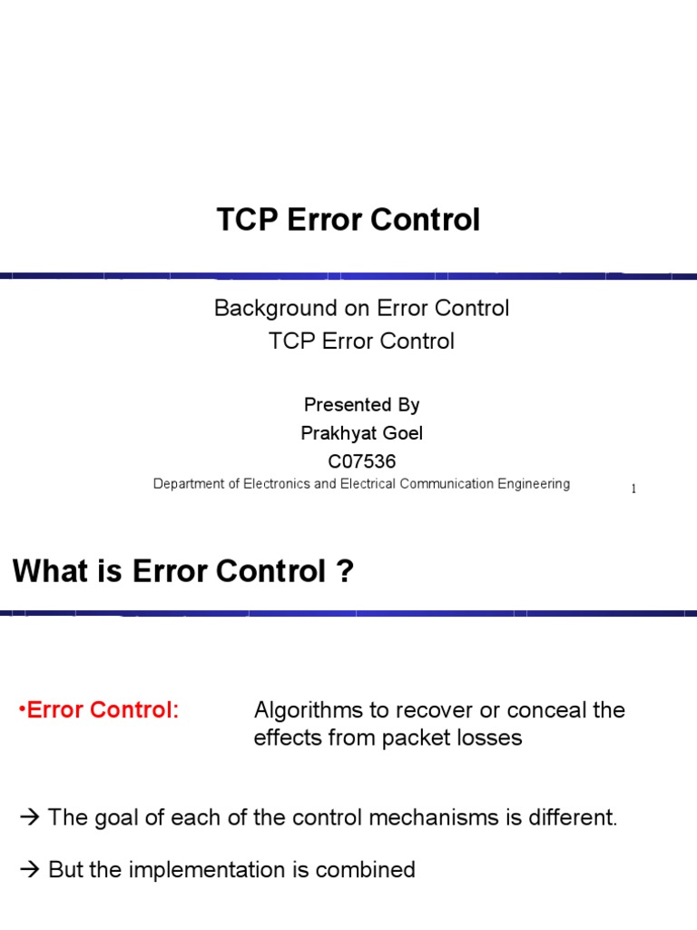 TCP Error Control Mechanisms Explained | PDF | Transmission Control Protocol | Error Detection ...