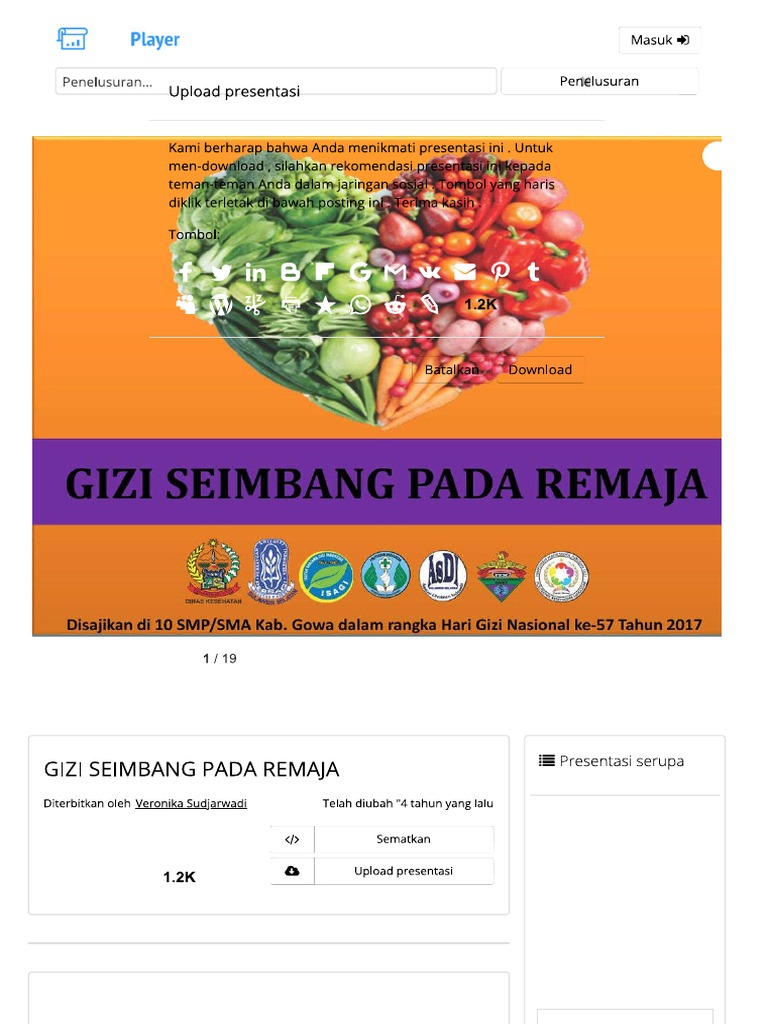 Gizi Seimbang Pada Remaja Ppt Download Pdf