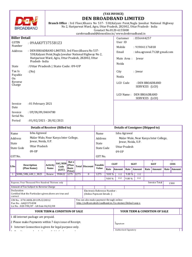 Wifi Feb | PDF | Invoice | Taxation