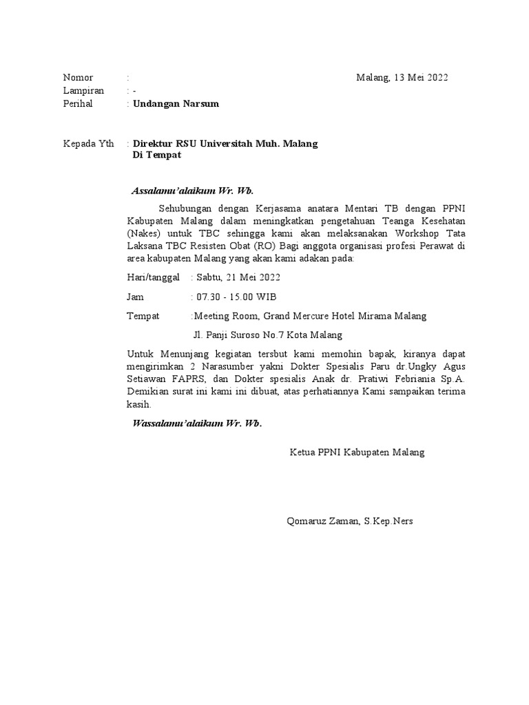 Undangan Workshop TBC RO | PDF