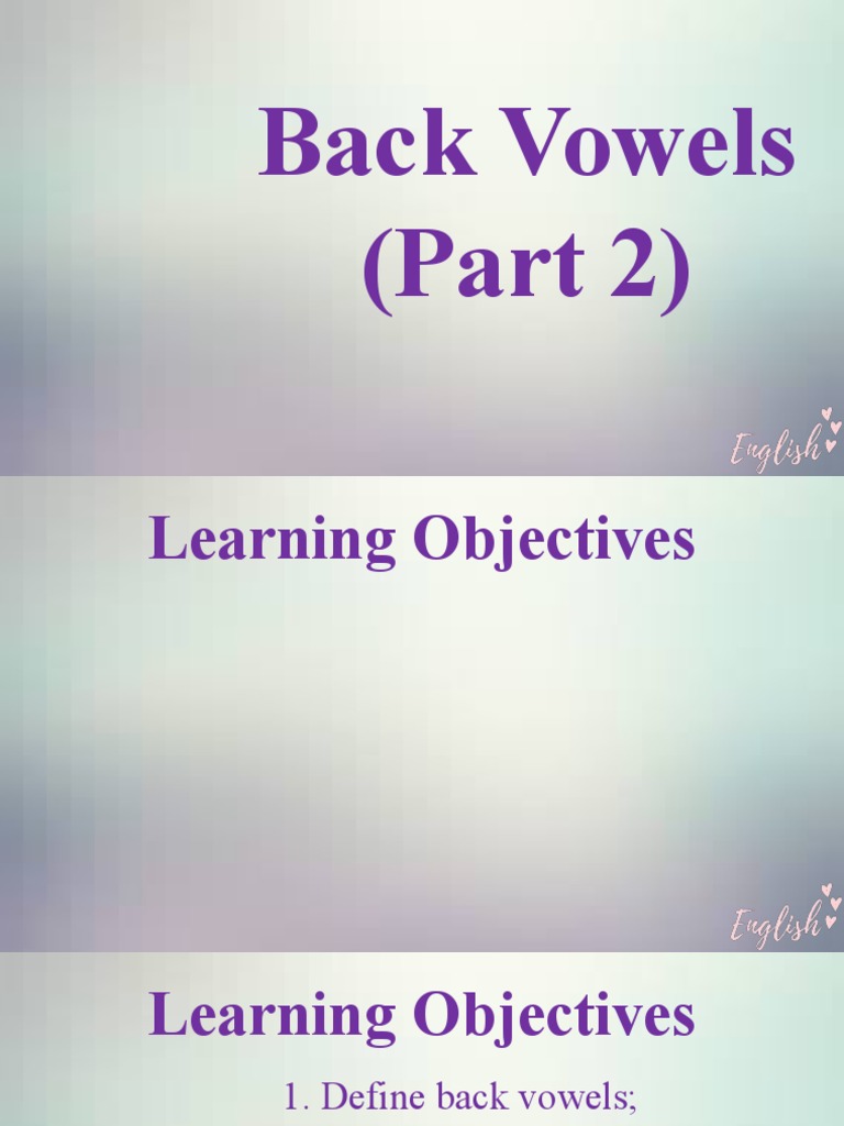 Back Vowels | PDF