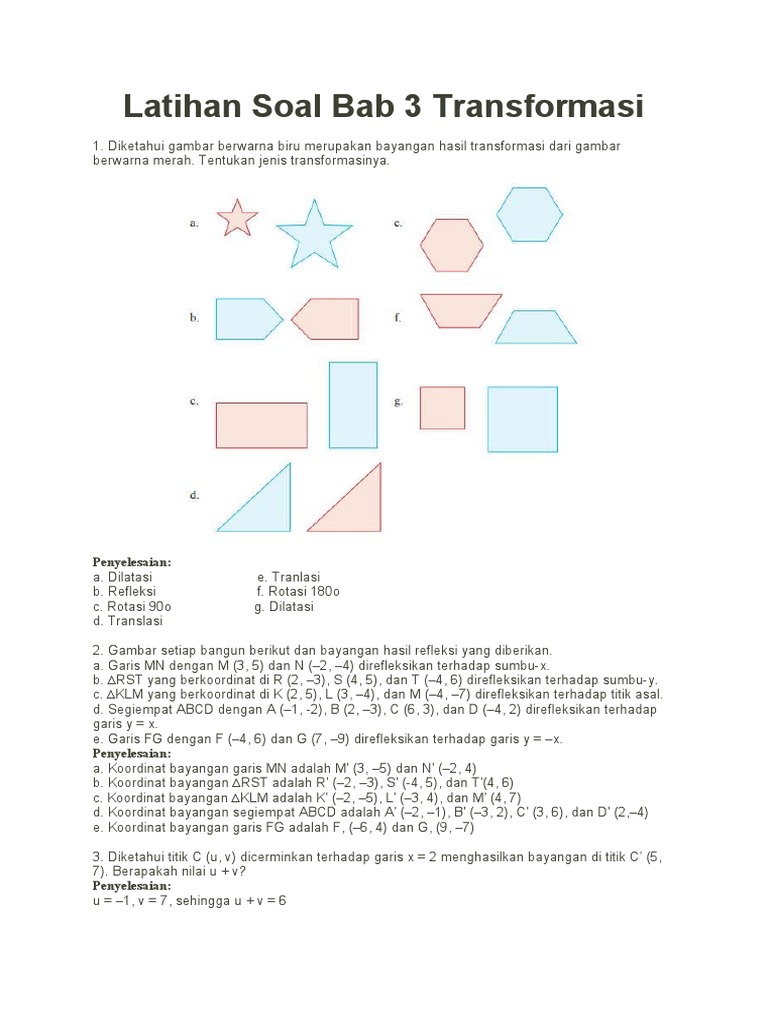 Latihan Soal Bab 3 Transformasi | PDF | Metode & Bahan Ajar | Sains & Matematika