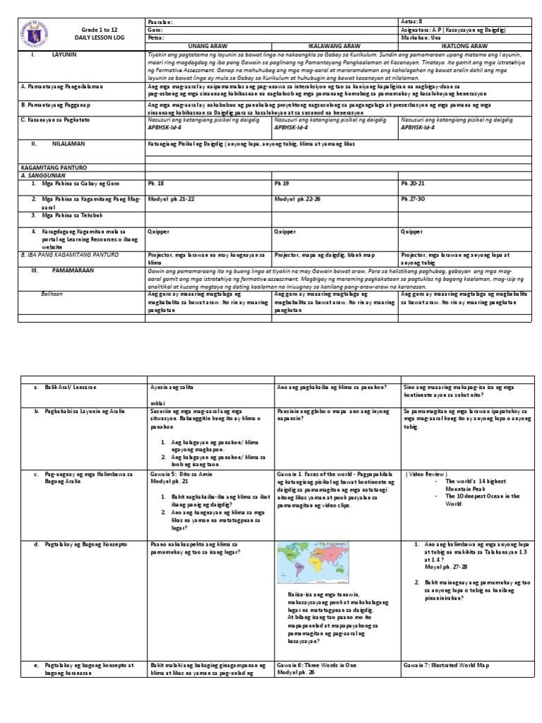 DLL Ap 8 Week 2 | PDF