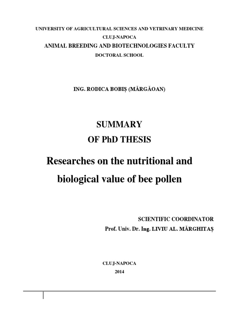 Researches On The Nutritional and Biological Value of Bee Pollen | PDF ...