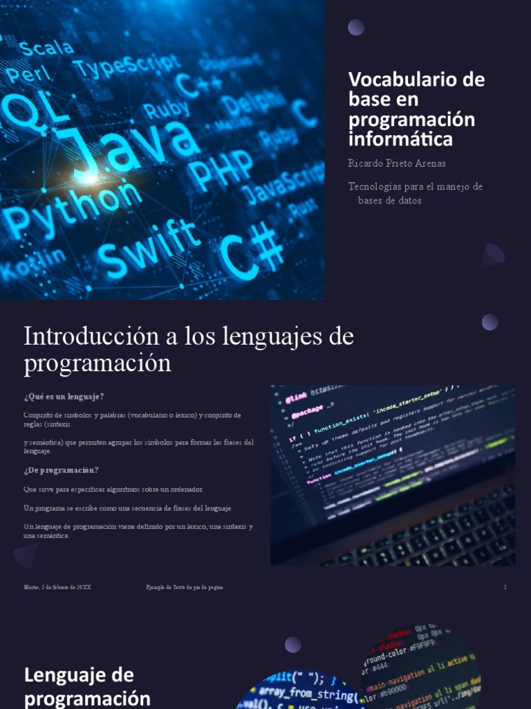 Vocabulario de Base en Programación Informática | PDF | Lenguaje de ...