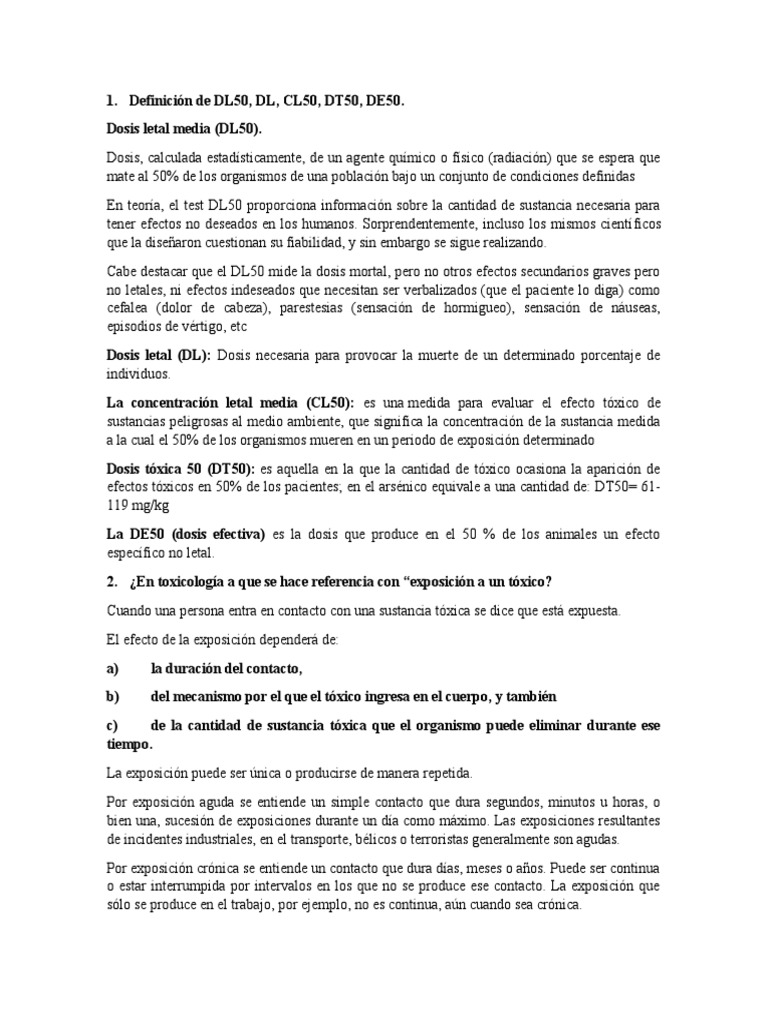 Definición de DL50 | PDF | Bioquímica | Química