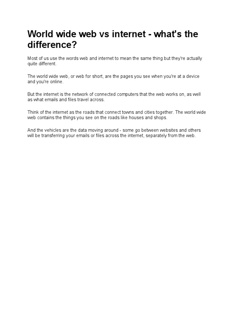 World Wide Web Vs Internet | PDF