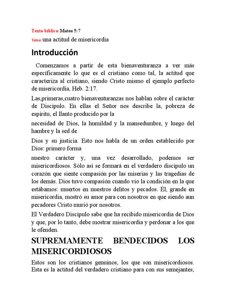 Mateo 5 7 | PDF | Misericordia | Bienaventuranzas