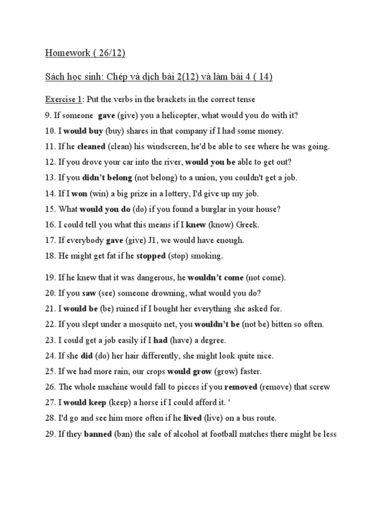 Homework (26/12) Sách học sinh: Chép và dịch bài 2 (12) và làm bài 4 (14) | PDF | Water ...