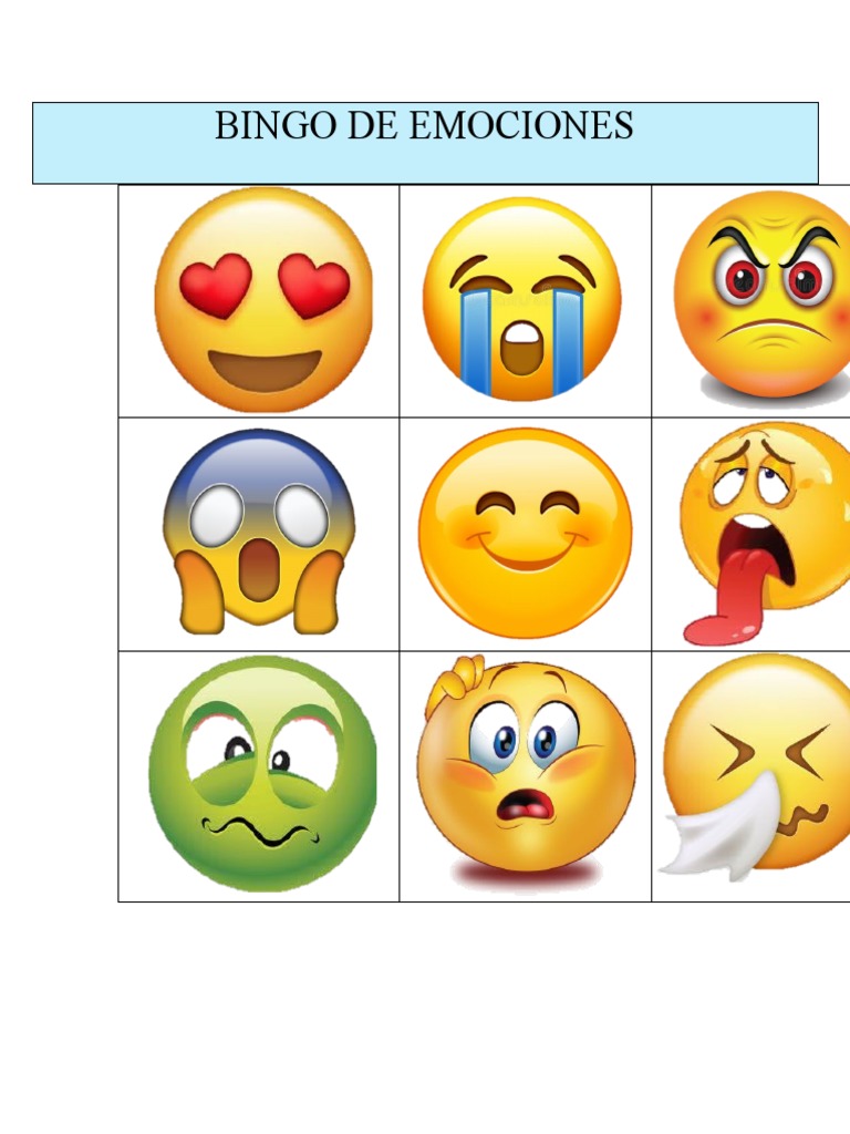 Bingo de Emociones | PDF | Deportes y actividades al aire libre ...
