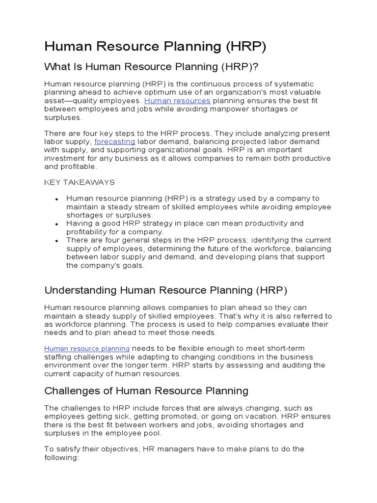 Human Resource Planning | PDF | Human Resources | Human Resource Management
