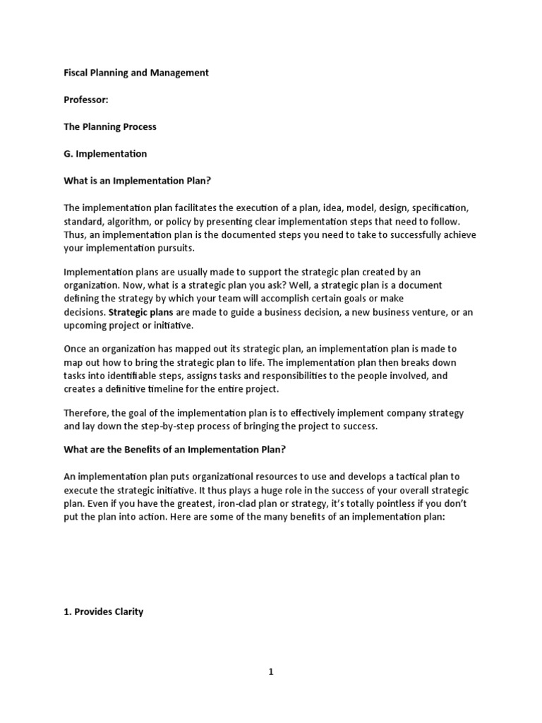 Effective Implementation Plan Guide | PDF | Strategic Planning ...