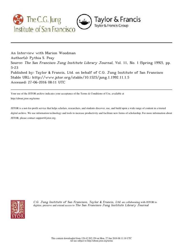 An Interview With Marion Woodman - Peay | PDF | Carl Jung | Yin And Yang