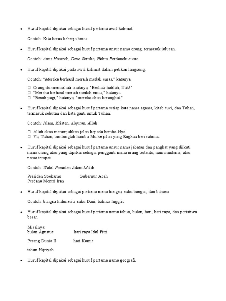 Huruf Kapital Dipakai Sebagai Huruf Pertama Awal Kalimat | PDF | Kajian Bahasa Asing