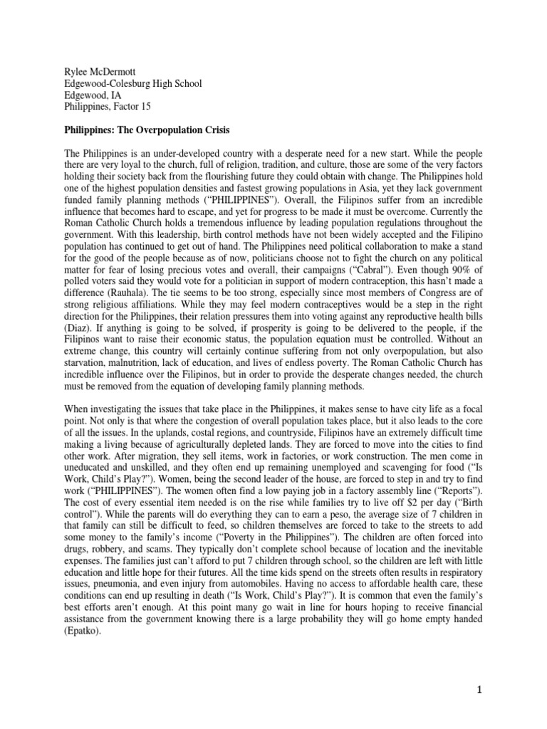 Philippines: The Overpopulation Crisis | PDF | Family Planning ...