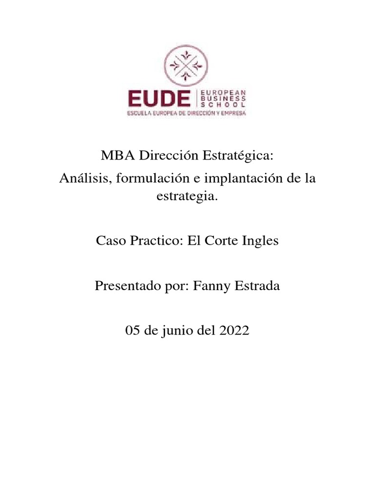 Caso Practico - El Corte Ingles - Fanny Estrada | PDF | Marketing ...
