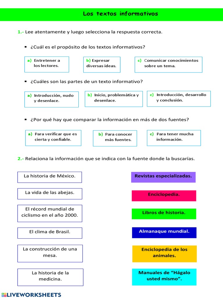 Ficha de Textos Informativos | PDF