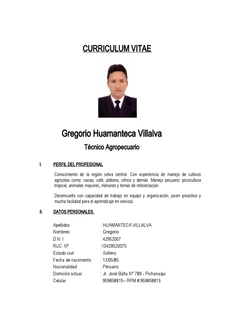 CV Gregorio | PDF | Agricultura ecológica | Agricultura