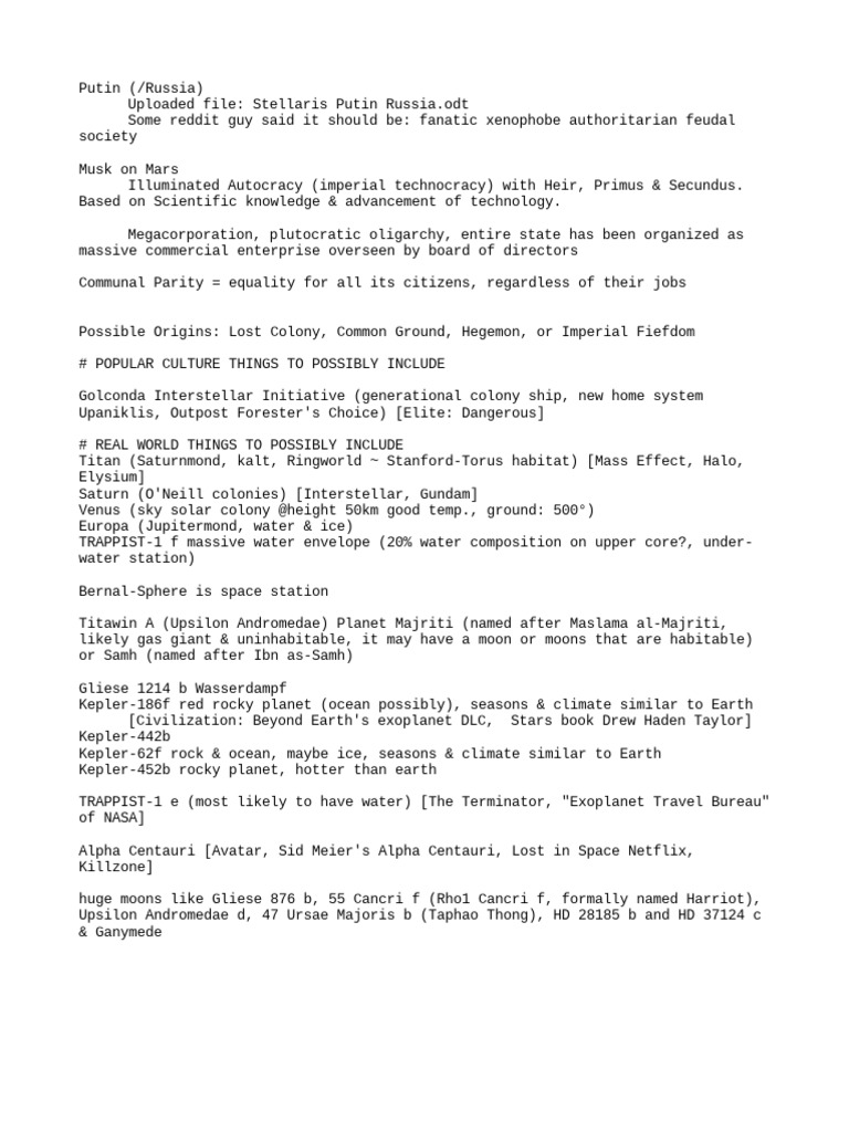 Stellaris Things To Include For A New Game | PDF | Social Science | Science & Mathematics