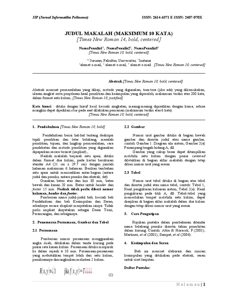 Template JIP (Jurnal Informatika Polinema) | PDF