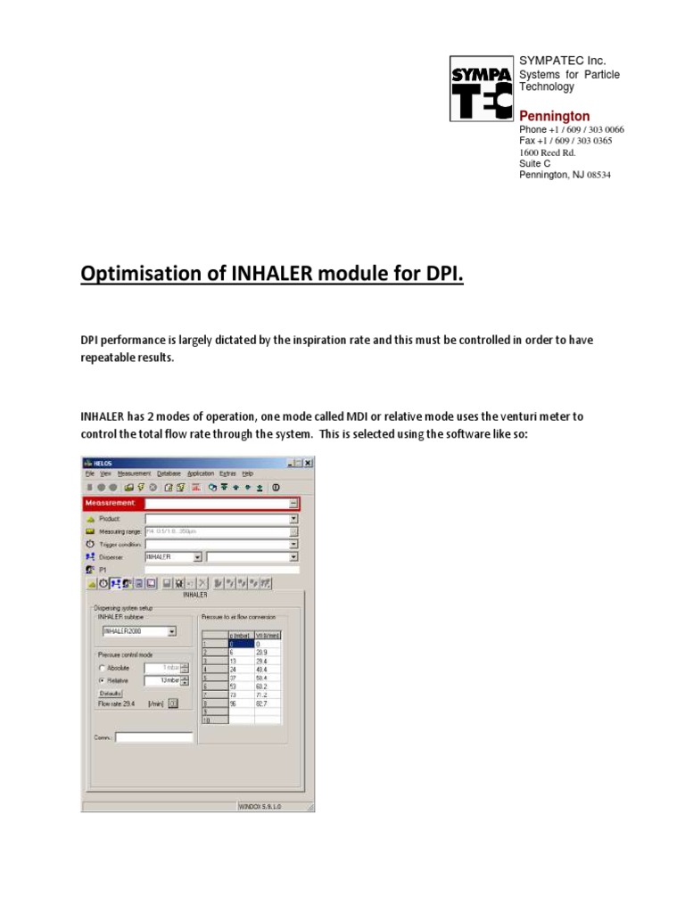 Inhaler Pressure Settings | PDF | Flow Measurement | Calibration