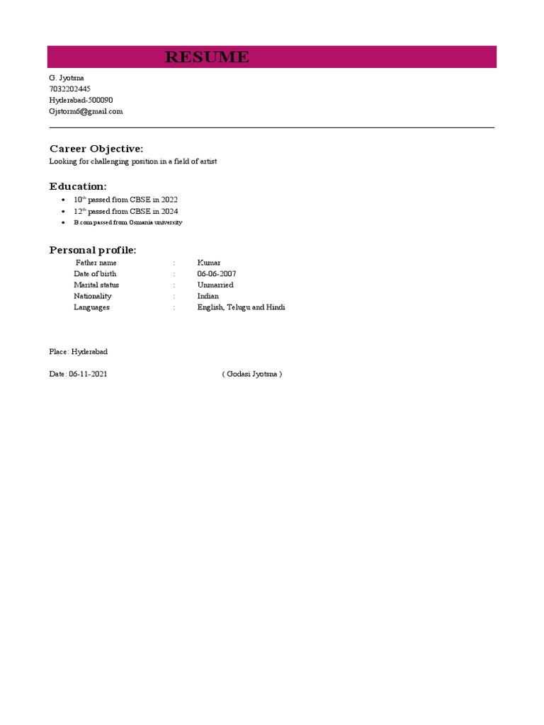 Jyotsna Resume | PDF