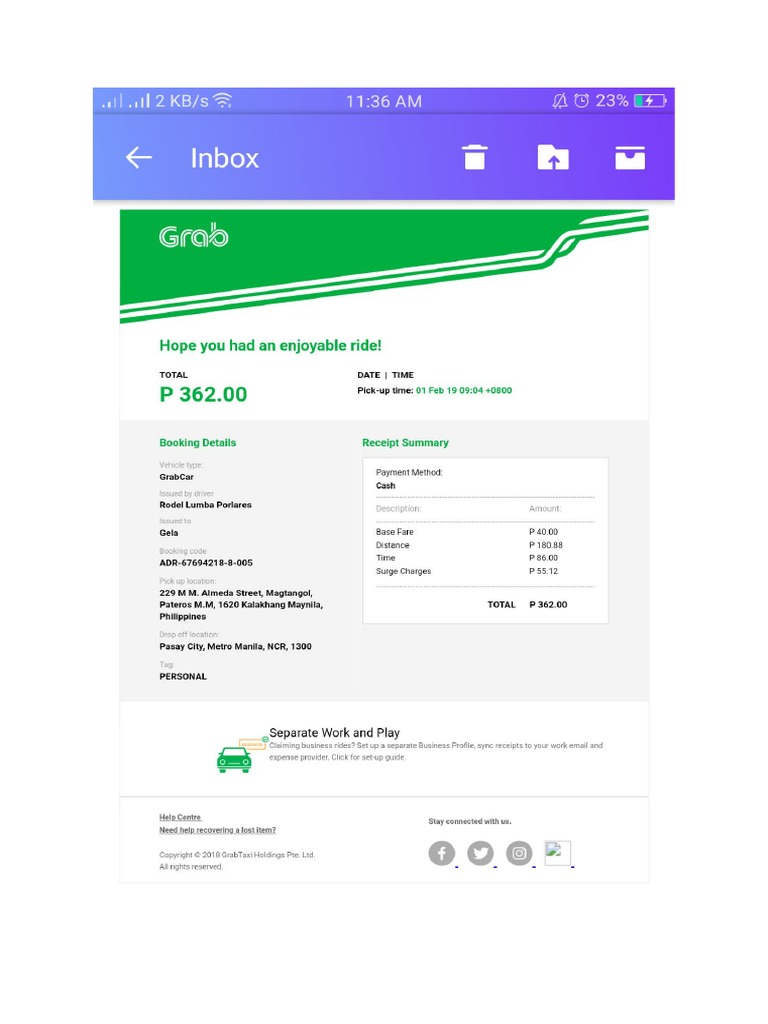 Grab Receipt 5 | PDF