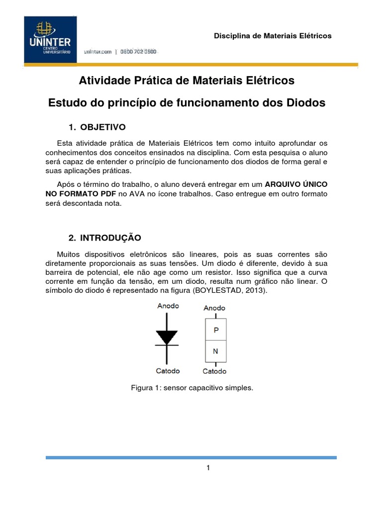 ATIVIDADE PRATICA - Materiais Eletricos - Diodo | PDF | Diodo | Eletricidade