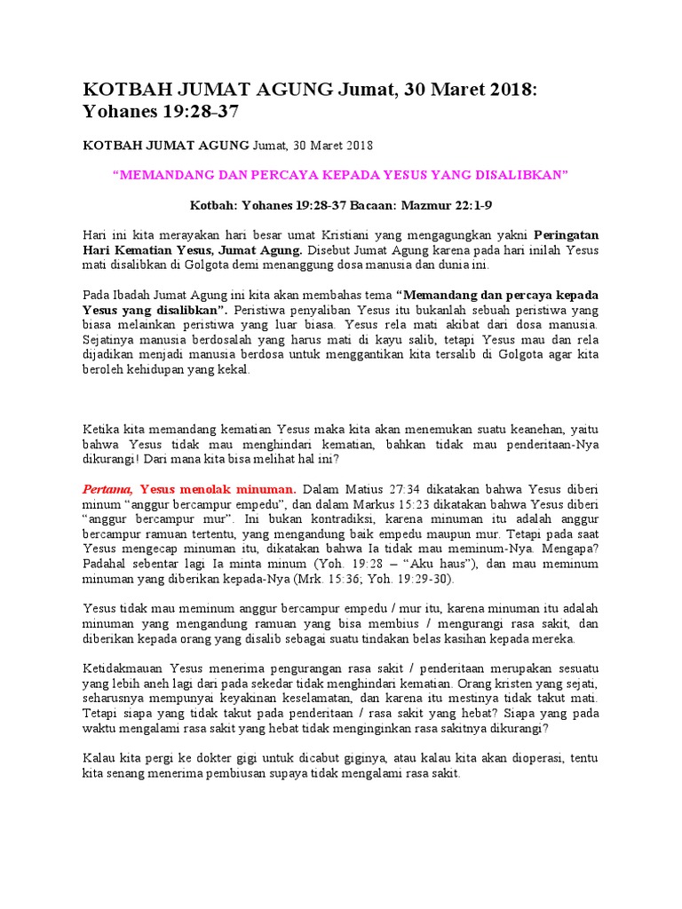 Kotbah Jumat Agung Jumat | PDF | Agama & Spiritualitas