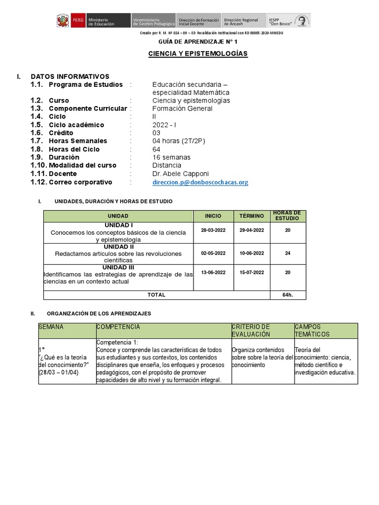 Guía de Aprendizaje N°1 | PDF | Conocimiento | Teoría
