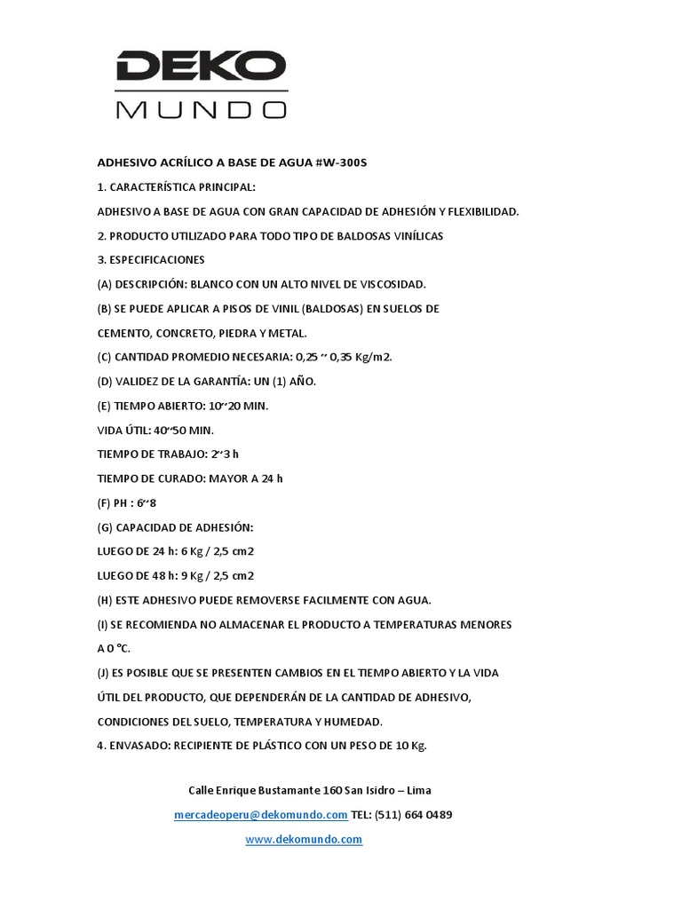 Adhesivo - Deko Mundo | PDF