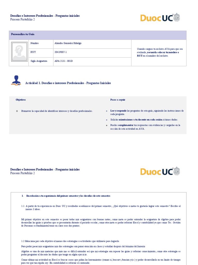 Desafíos e Intereses Profesionales - APP2 - Inicial | PDF | Cognición