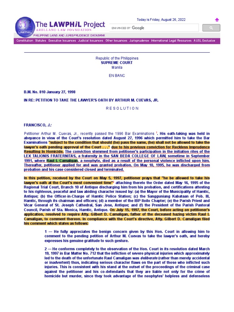 Supreme Court Ruling on Lawyer's Oath | PDF | Common Law | Public Law