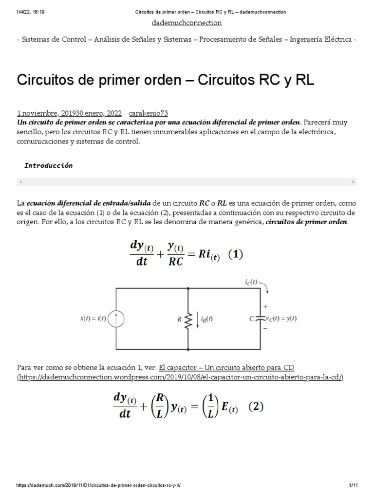 Circuitos de primer orden – Circuitos RC y RL – dademuchconnection | PDF | Análisis de red ...