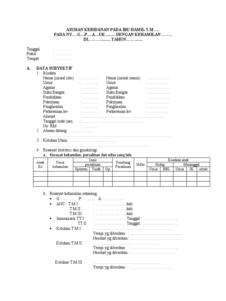 Format Askeb Soap Kehamilan | PDF